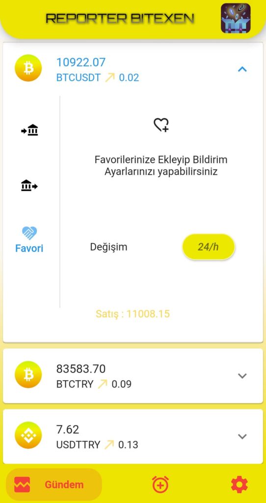 Flutter Bitexen API APP - HARUN AYYILDIZ